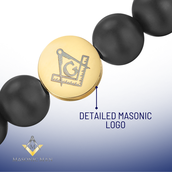 Masonic Mens Bead Bracelet Black / Gold - MasonicMan
