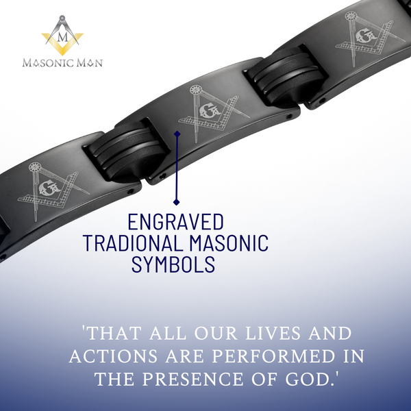 MasonicMan Black Magnetic Titanium Masonic Bracelet