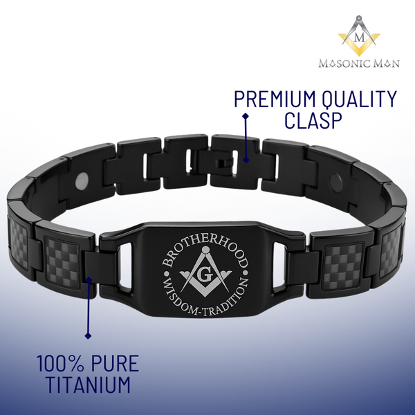Mens Brotherhood, wisdom, tradition freemasonry bracelet - MasonicMan